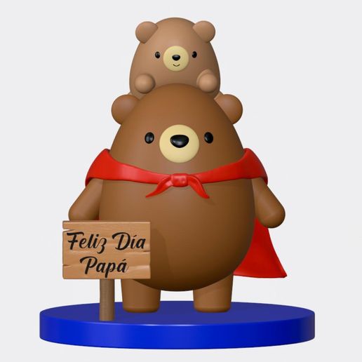 🐻 Día del Papá Super Oso y Osito・Archivo STL para Impresión 3D・Cults