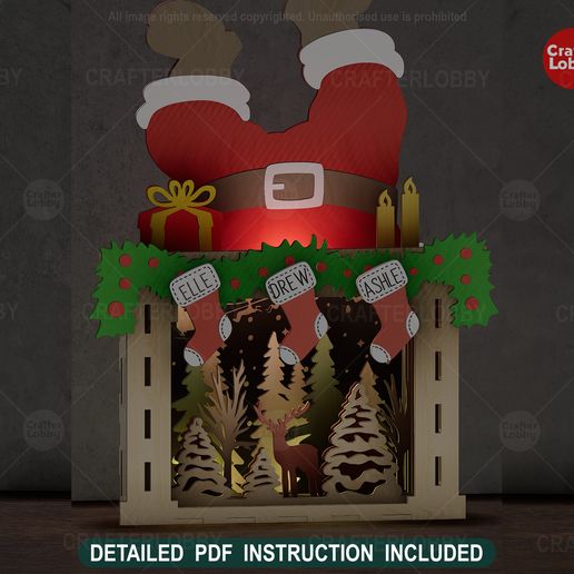 🎅 Santa Fireplace Standing Arch SVG File, Customisable Christmas ...