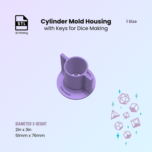 🎲 Dice Mold Housing, Cylinder with KEYS, Make Sharp Edge Dice Moulds ...