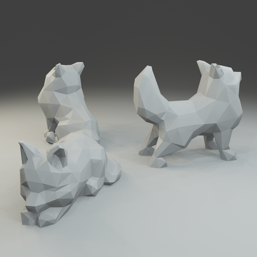 🐕 Low polygon pomeranian spitz 3D print model in three poses:・ STL File ...