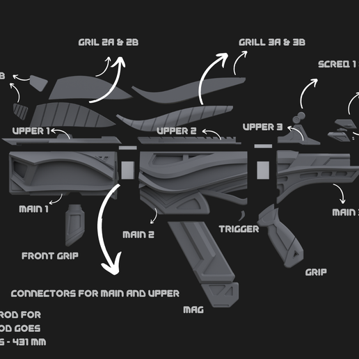 👾 R99 SMG, Apex Legends SMG R99, SMG・ 3D File for 3D printing・Cults
