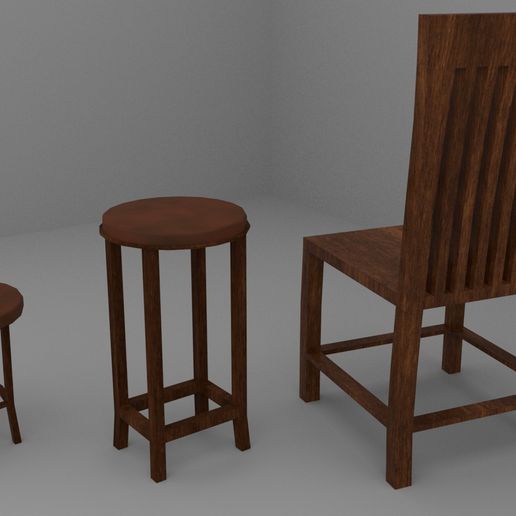 🪵 Chairs Stools Vintage Bar Stools・ STL File for ・Cults