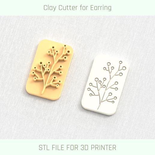 💍 Botanical Leaf Clay Stamp, Ceramic Stamp, Clay Texture, STL Earring ...