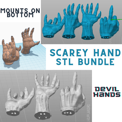 🤲 Scarey Reaching Hands Devil Hands Bundle / Hands with mounts ...