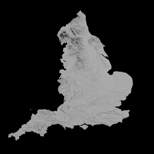 🗺️ Topographic Map of England – 3D Terrain・ 3D File for 3D printing・Cults