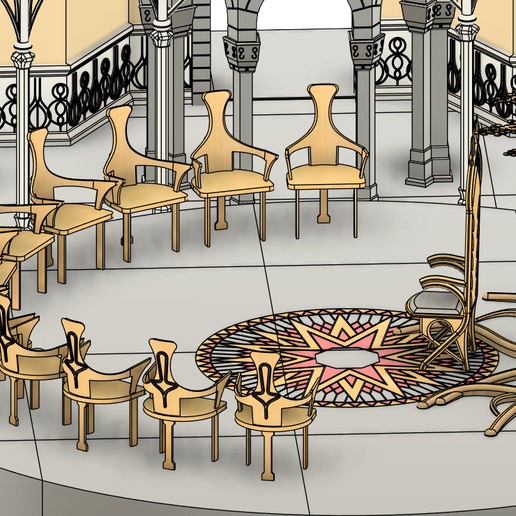 🪑 LOTR - Elrond's Council Chair・ STL File for 3D printing・Cults