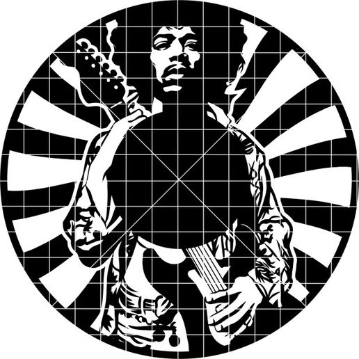 DXF file Jimi Hendrix for laser cutting on vinyl record DXF file ⏺️ ...