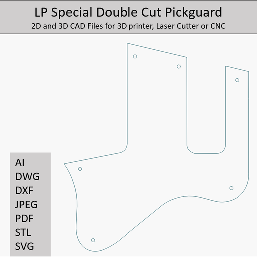 🎸 LP Special Double Cut PICKGUARD, TEMPLATES, 2D AND 3D CAD FILES・ 3D ...
