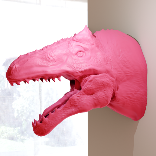 STL file allosaurus roaring dinosaur head wall mount stl 🦖 ・3D ...