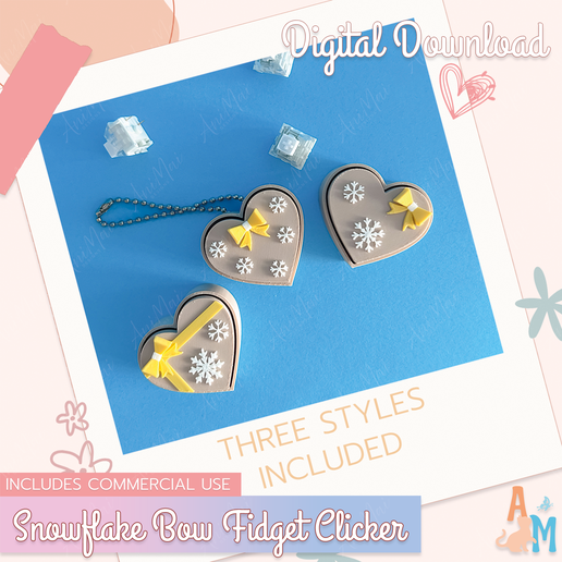 ️ Snowflake Bow Fidget Clicker・ 3D File for 3D printing・Cults