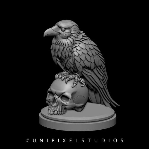 🐦 3D Raven and Skull STL・ STL File for 3D printing・Cults