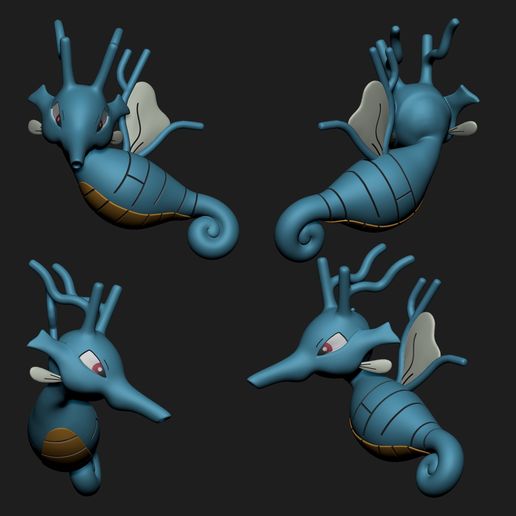 STL file Pokemon - Horsea, Seadra and Kingdra with 2 poses 🐉 ・Model to ...
