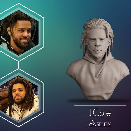 👤 J Cole Bust・ STL File for 3D printing and CNC machining - Laser ...