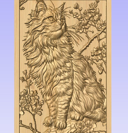 🐱 Majestic Cat 3D Relief STL – Long Hair Feline CNC Carving Art・ STL ...