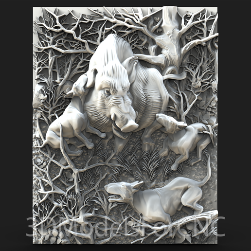 📁 3D Model STL File for CNC Router Laser & 3D Printer Dogs Hunting a ...