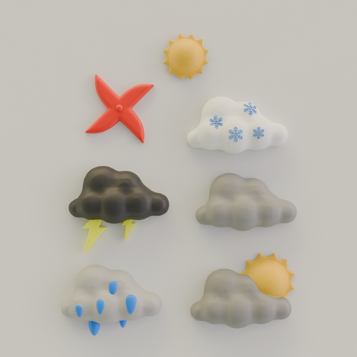 ☀️ 3d weather collection・ STL File for 3D printing・Cults