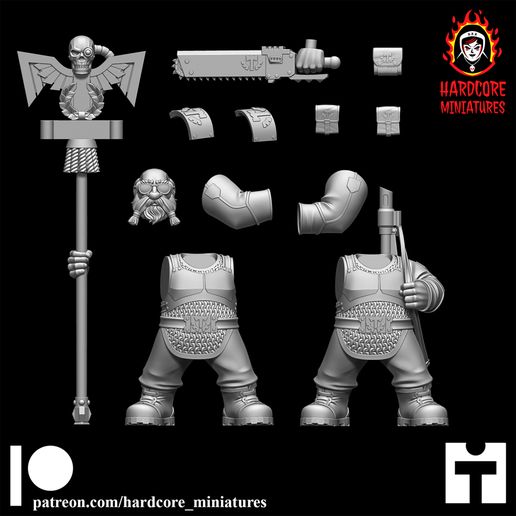 🛰 Space Dwarf Standard Bearer Modular Set 1・ 3D File for 3D printing・Cults