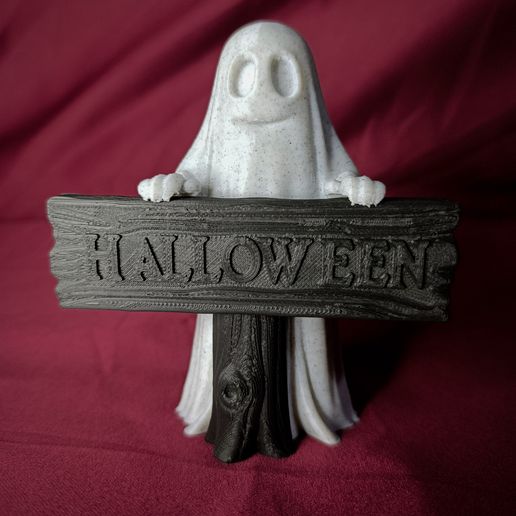 Fantasma de Halloween con Letrero de Madera - Decoración Imprimible 3D ...