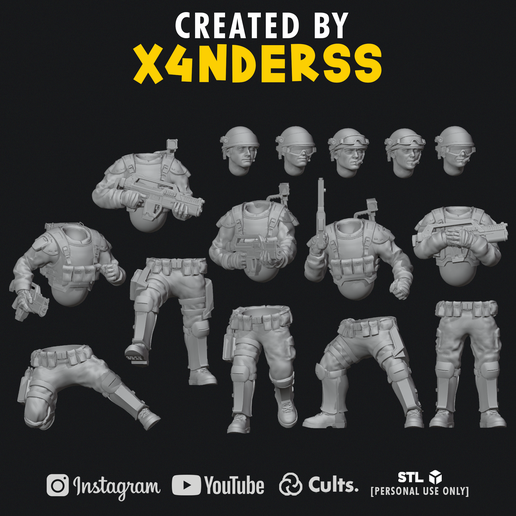 🎨 [X4NDERSS 1⁄48] COLONIAL MARINES SET 2 • UNOFFICIAL • SW LEGION SCALE ...