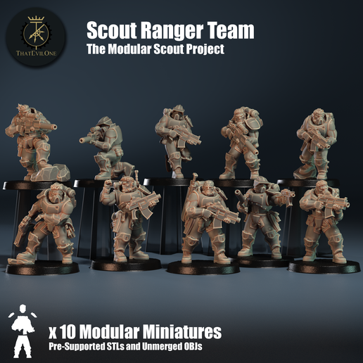 🎲 Modular Scout Rangers - Presupported・ 3D File for 3D printing・Cults
