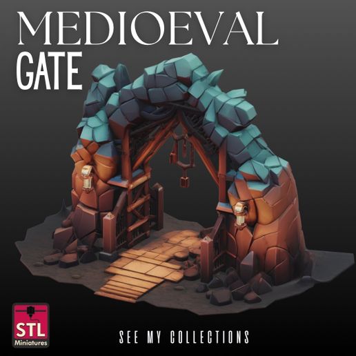 👾 Medieval Gate STL – Detailed Archway Design・ STL File for 3D printing ...
