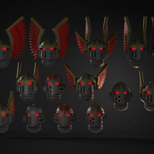 🆕 GLOOMY ANGELS HELMETS FOR NEW HERESY・ 3D File for 3D printing・Cults