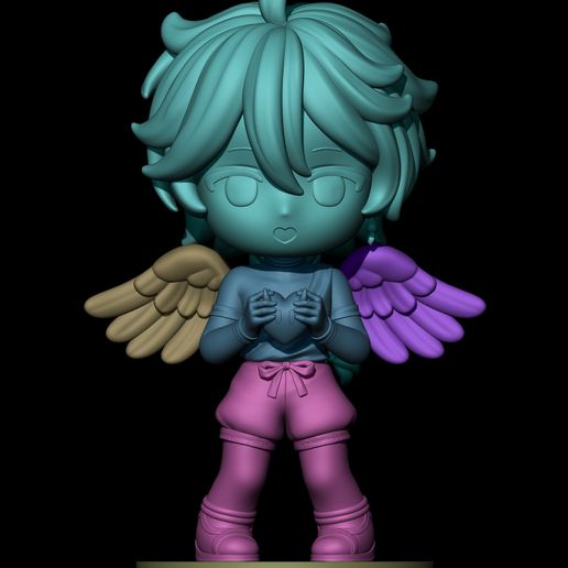 👼 Cute Angel Chibi Aether Genshin impact Valentine's day・ STL File for ...