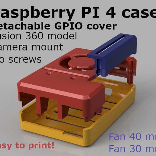 🖥️ Raspberry PI 4 Case (GPIO access, Fusion 360 model, Fan 30 and 40mm ...