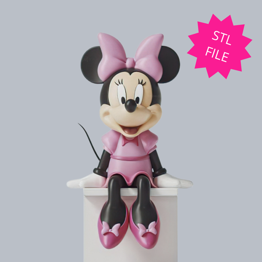 👗 Minnie Sitting in a Pink Dress - 3D STL Figure Inspired by the Famous ...