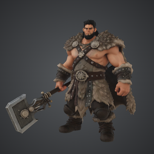 🔨 Fur-Clad Berserker Warrior - Heavy Hammer Modelo 3D Fantasía・Archivo ...