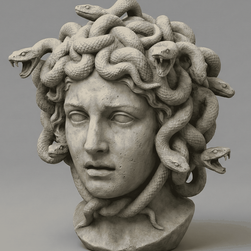 👤 Medusa Gorgon Bust - Realistic Sculpture Fan Art (One-Piece STL)・ STL ...