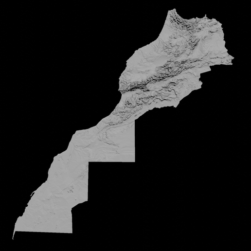🗺️ Topographic Map of Morocco – 3D Terrain・ 3D File for 3D printing・Cults
