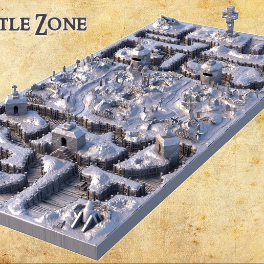 🎲 Modular Trench Battle Zone 28 mm Tabletop Terrain・ STL File for 3D ...