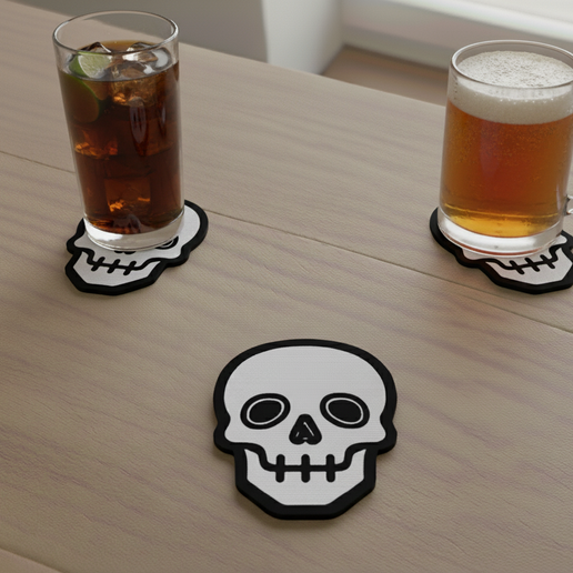 💀 Skull Coaster — Halloween Series・ STL File for 3D printing・Cults