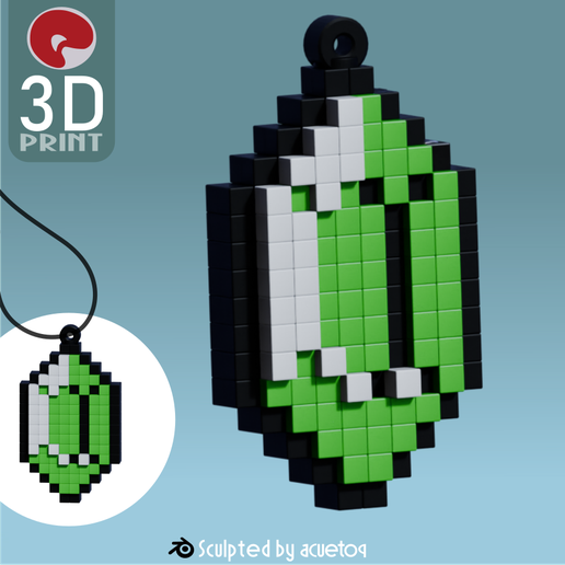 🧷 Pixel Rupee Pin・ STL File for 3D printing・Cults