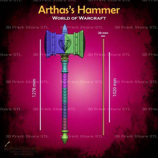 🔨 Arthas Hammer Cosplay World Of Warcraft - STL File 3D print model・ 3D ...