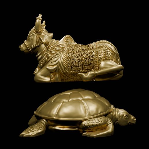 🐢 Nandi & Turtle – 3D Printable Sculpture Set・ STL File for 3D printing ...