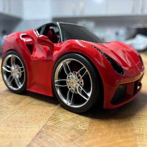 🚗 Ferrari 488 GTB Cartoon Style (Multiparts)・ 3D File for 3D printing・Cults