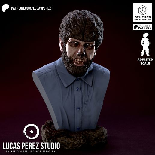 👤 THE WOLFMAN BUST・ 3D File for 3D printing・Cults