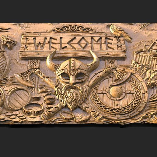 💀 Viking welcome sign CNC・ STL File for 3D printing and CNC machining ...
