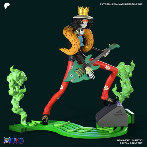 🤴 Brook "Soul King" - One Piece・ STL File for 3D printing・Cults