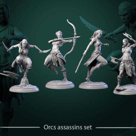 ⚔️ Orc warriors female set 6 miniatures 32mm pre-supported・ 3D File for ...