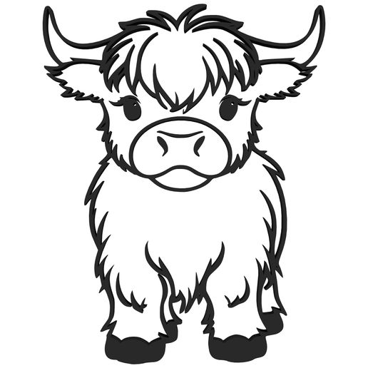 🐄 HIGHLAND COW・ STL File for 3D printing and CNC machining - Laser ...