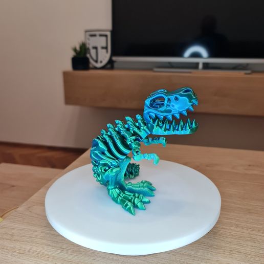 3D printer Flexi Factory Print-in-Place Skeleton T-Rex Dinosaur • made ...