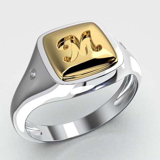 💍 Jewelry Signet Ring letter M - Printable STL・ STL File for 3D ...