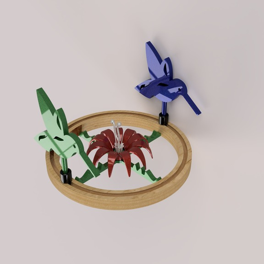 🗿 Hummingbirds Rotating Sculpture・Free 3D File for ・Cults