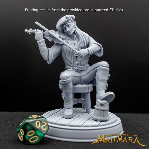 🧝 ELF BARD - 75mm・ 3D File for 3D printing・Cults