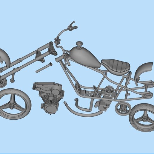 🏍️ Chopper custom biker motorcycle STL printable 3D print・ 3D File for ...