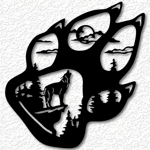 🐺 Wolf paw wall art howling wolf wall decor animal 2d art scenery・ STL ...