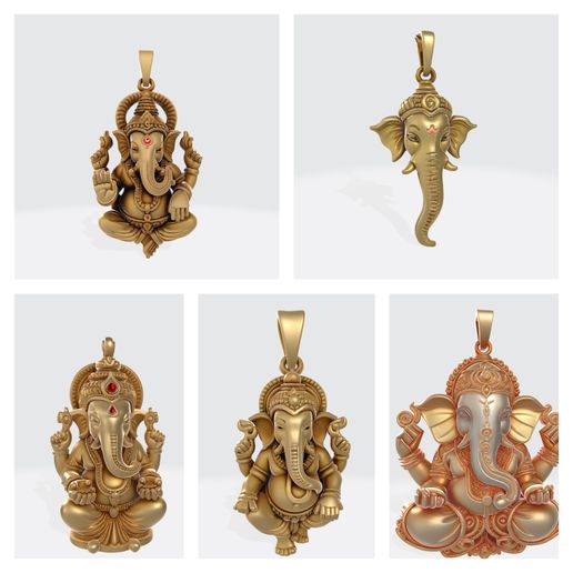 🗝️ 5 in 1 Ganesh Keychain Pendant N STL Files Bundle・ STL File for 3D ...